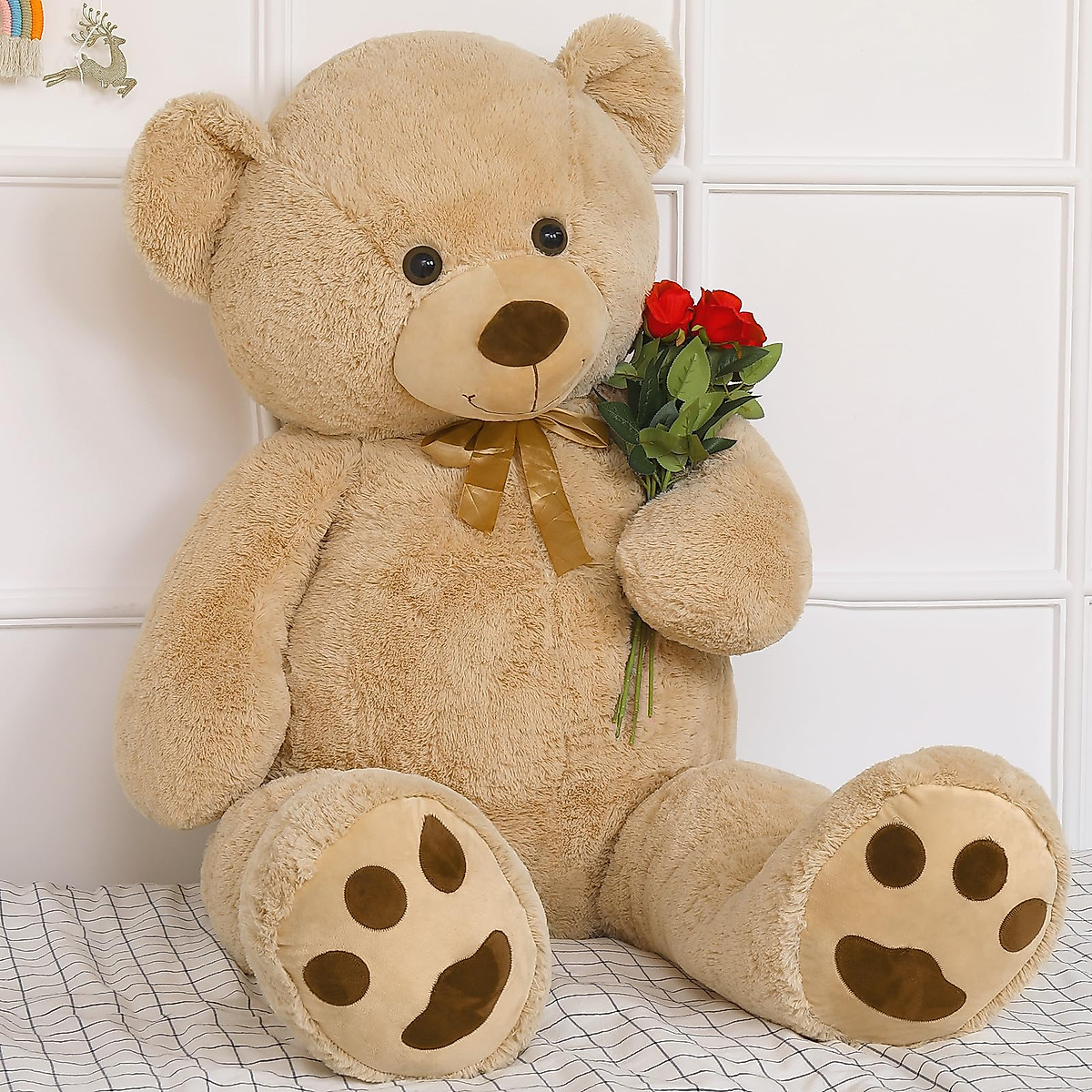 Tezituor Giant Teddy Bear Stuffed Animal,Brown Life Size Plush Teddy Bear,Soft and Cuddly Mother and Baby Set Plush Gift,52 Inches