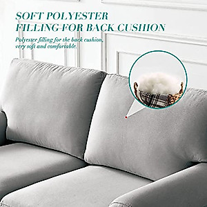 Lestar Fabric Sofa Couch 3 Seats Modern Upholstered Sofas 3 Seater Couches with Nails and Armrests (Grey)