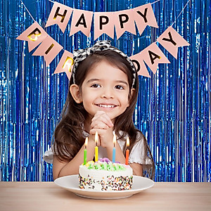 2 Pack Blue Party Decorations Ocean Party Decor Supplies Blue Party Streamers Birthday Decorations Tinsel Foil Fringe Curtains Photo Booth Props Celebration Party Decorations