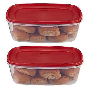 Rubbermaid 071691405382 food, 2 pack, clear with red lid