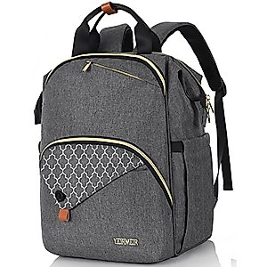 Kuosdaz Backpack for Women and Men, College Backpack Computer Bag, 15.6 Inch Fashion Laptop Bag with USB Charging Port, Wide Open Large Water Resistant Nurse Back Pack, Travel Daypack, Grey