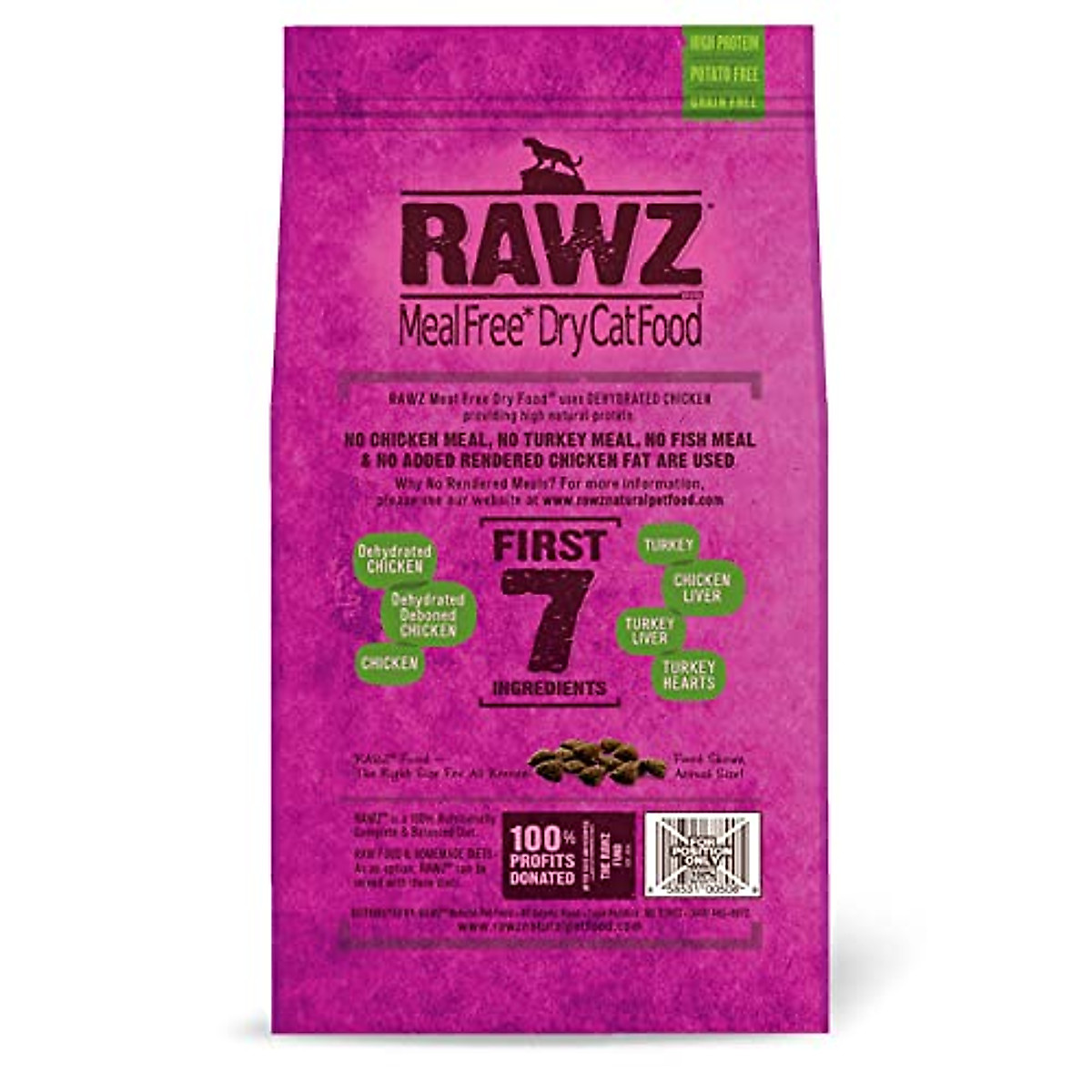 Rawz Meal Free Dry Cat Food Dehydrated Chicken, Turkey Chicken Recipe (3.5 lb)