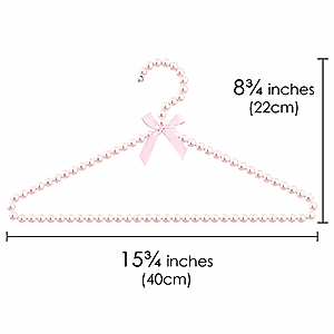 Linkidea 20 Pack Faux Pearl Beaded Clothes Hangers Bulk Pack, Wholesale Multi-Pack Elegant Clothes Dress Wedding Shop Pants Hanger, Closet Coat Storage Organizer Standard Hangers (Pink)