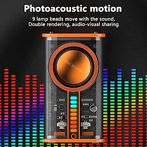 Learoin 2023 Tokyo Transparent Mecha Wireless Bluetooth Speaker -【New Version】 Portable Bluetooth Speaker, 3 LED Light Patterns & Stereo Sound, Loud 360° Hd Surround Sound for Party Beach Camping