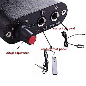 Mini Tattoo Power Supply Set,New Star Tattoo Mini Motor Black Tattoo Machine Power Supply with Tattoo Clip Cord and Stainless Steel Foot Pedal for Permanent Makeup Tattoo Supply Accessory