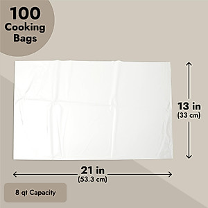 100 Pack Slow Cooker Liners, Clear Plastic Cooking Bags for Oval or Round Pot, 3-8 QT, Easy Clean Up, Regular Size, Disposable (13x21 in, Bulk Pack)