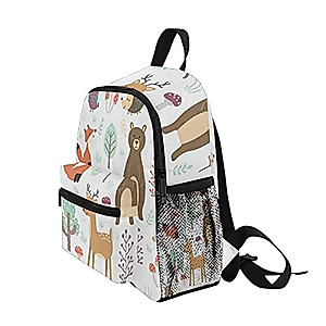 OREZI Fox And Bear Preschool Backpack with Chest Strap,Mini Toddler Backpack Daycare Toy Bag for Boys Girls,10 x 4x 12 Inches