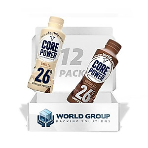 Fairlife Core Power 26g Protein Milk Shakes, Variety Pack, Vanilla and Chocolate Flavor, Ready To Drink for Workout Recovery, 14oz (Pack of 12) By World Group Packing Solutions