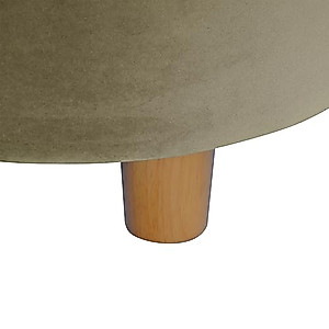 HomePop Home Decor | Upholstered Round Storage Ottoman | Ottoman with Storage for Living Room & Bedroom, Light Sage Green Velvet Large