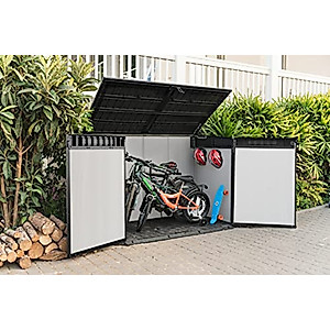 Keter Premier Jumbo 6.2 x 4.3 ft. Outdoor Resin Horizontal Storage Shed for Outdoor Yard and Garbage Bin Storage