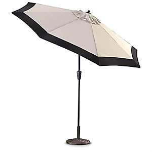 CASTLECREEK Two-Tone 9' Outdoor Patio Umbrella Push-Button Tilt Sun Shade for Deck, Yard, Backyard, Pool, Khaki/Black