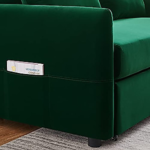 57.1" Convertible Sofa Bed, 3 in 1 Multi-Functional Lounge Chair Sleeper Loveseat , Pull Out Couch Guest Bed Futon Sofabed Sofacama with Adjustable Backrest and Side Pockets for Living Room Office