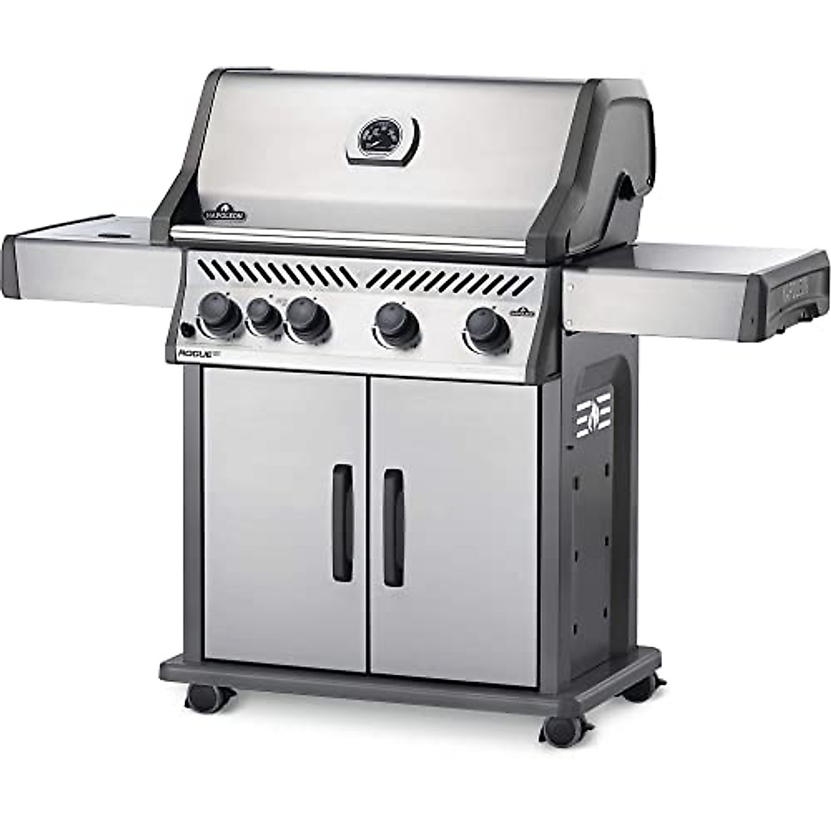 Napoleon Rogue XT 525 BBQ Grill, Stainless Steel, Propane Gas - RXT525SIBPSS-1 With Four Burners, Infrared Sear Station Side Burner, Barbecue Gas Cart, Folding Side shelves, Instant Failsafe Ignition