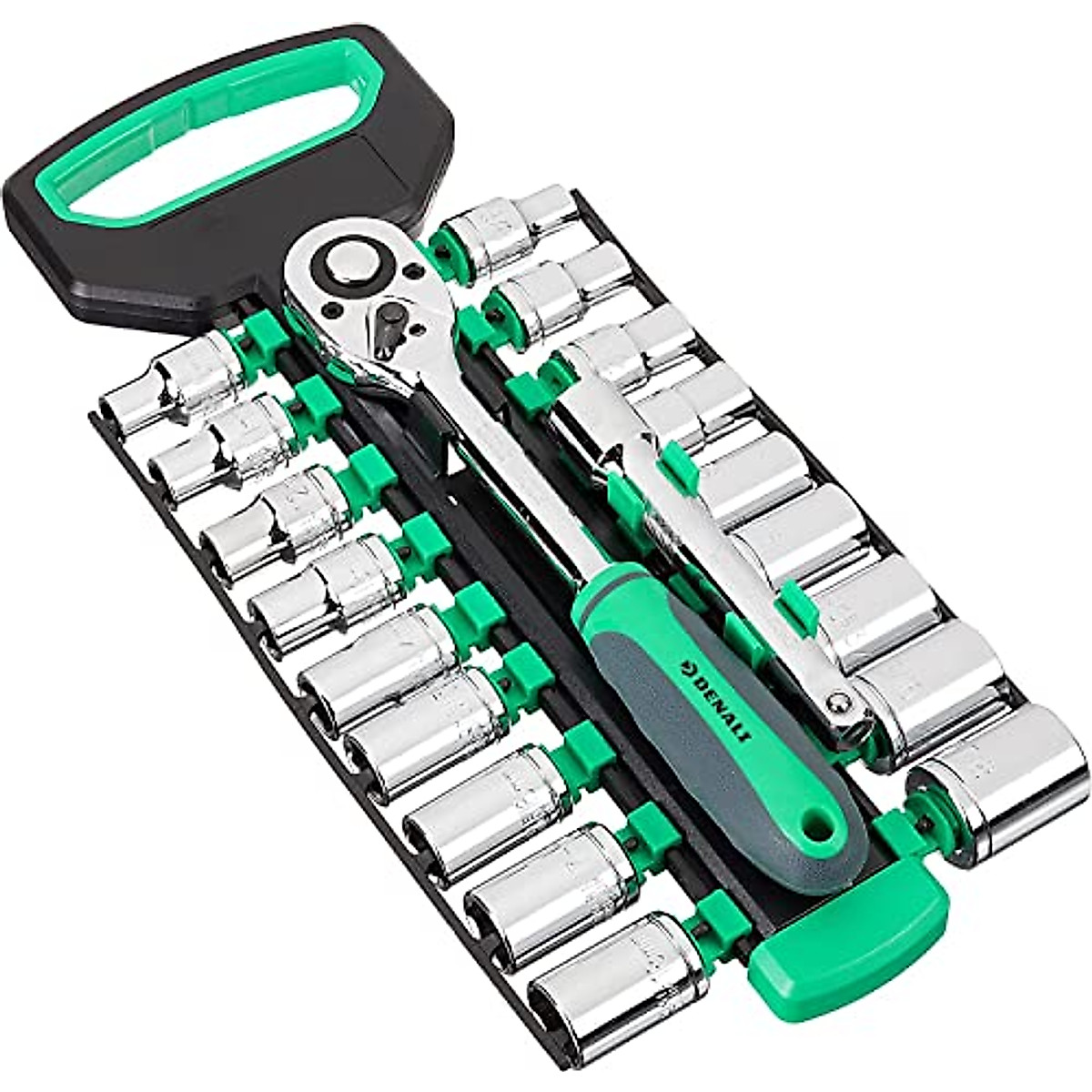 Amazon Brand - Denali 1/2-Inch, Drive Socket Set with Holder, 20-Piece