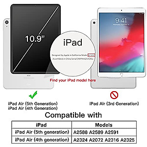 JETech Case for iPad Air 5/4 (10.9-Inch, 2022/2020 Model, 5th/4th Generation), Soft TPU Transparent Slim Shockproof Tablet Cover, Support Pencil 2nd Charging (Clear)