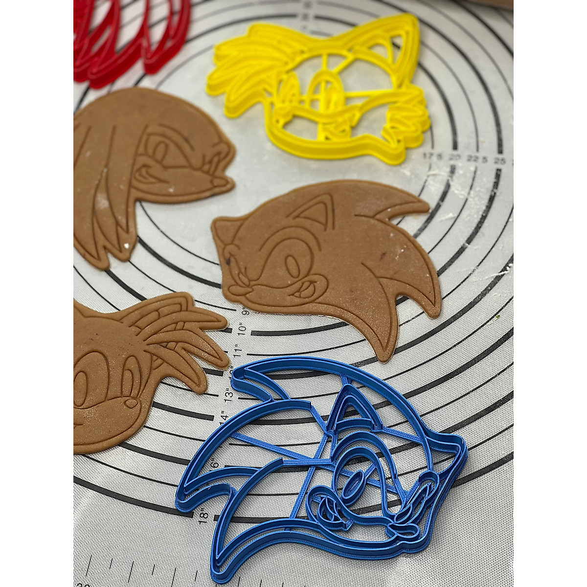 Set of 3 Sonic Knuckles the Echidna Miles Tails Prower Head Cookie Cutters & Molds Produced by 3D Kitchen Art