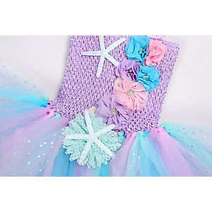 Koatobbor Girls Mermaid Costume Mermaid Tutu Dress Color Led Light Up for Halloween Birthday Party 3-8Years