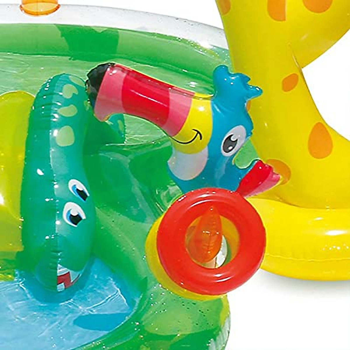 Summer Waves 8.5ft x 6.3ft x 50in Inflatable Jungle Kiddie Swimming Pool Splash Play Center with Slide and Sprinkler
