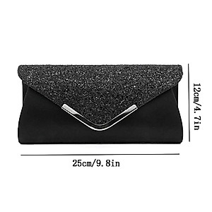KALAIEN Envelope Clutch Purses for Women Glitter Evening Bag Handbags For Wedding and Party (Black)
