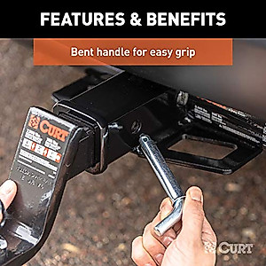 CURT 21502 Trailer Hitch Pin & Clip, 1/2-Inch Diameter with 5/8-Inch Adapter, Fits 1-1/4 or 2-Inch Receiver, SILVER