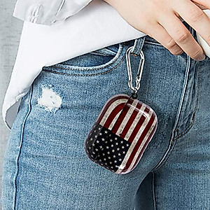 ROLEES for Airpods Pro Case ,Cute for Airpod Pro Accessories Protective Hard Case Cover Portable & Shockproof Women Girls Men with Keychain/Strap for Apple Airpods Pro Charging Case(American Flag)