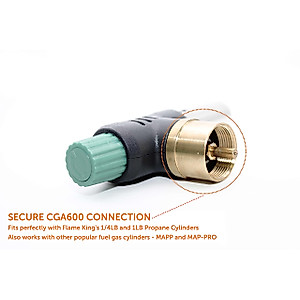 Flame King FK-PV777CGA Mini Propane Blow Torch Head 10,000 BTU for Kitchen, Soldering, Searing, Charcoal/Fire Pit Lighting