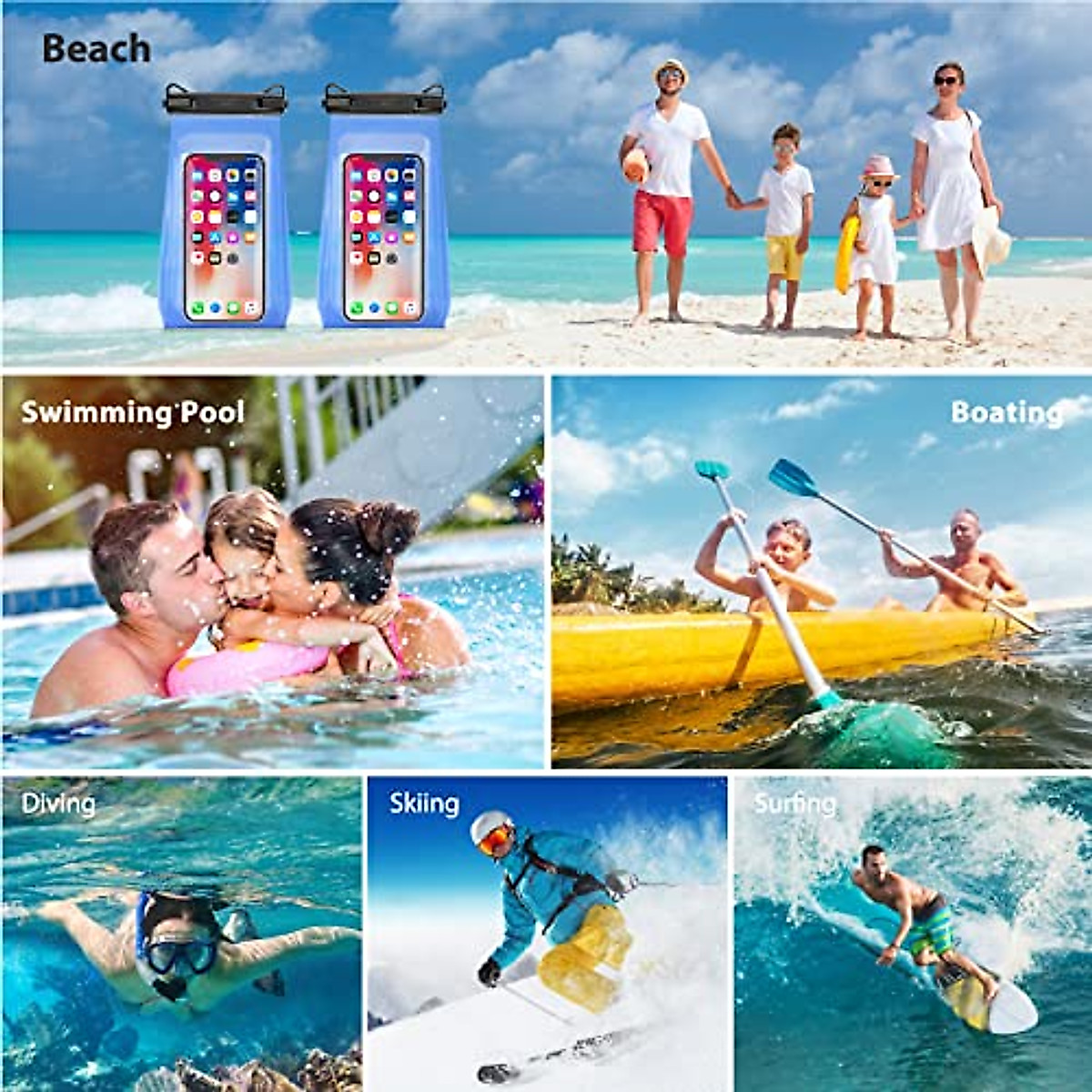 Waterproof Phone Pouch Up to 6.9", Floating Dry Bag for iPhone 13 12 11 Pro Max Galaxy S22 S21 Universal Waterproof Case Large Capacity Sunscreen Glasses Storage Dry Bag for Swimming Rafting Boating