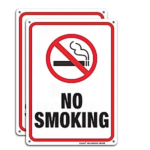 No Smoking Sign,2 Pack No Smoking Metal Reflective Signs - 10 x 7 .040 Rust Free Heavy Duty Aluminum Sign - UV Printed with Professional Graphics - Easy to Mount - Indoor & Outdoor Use
