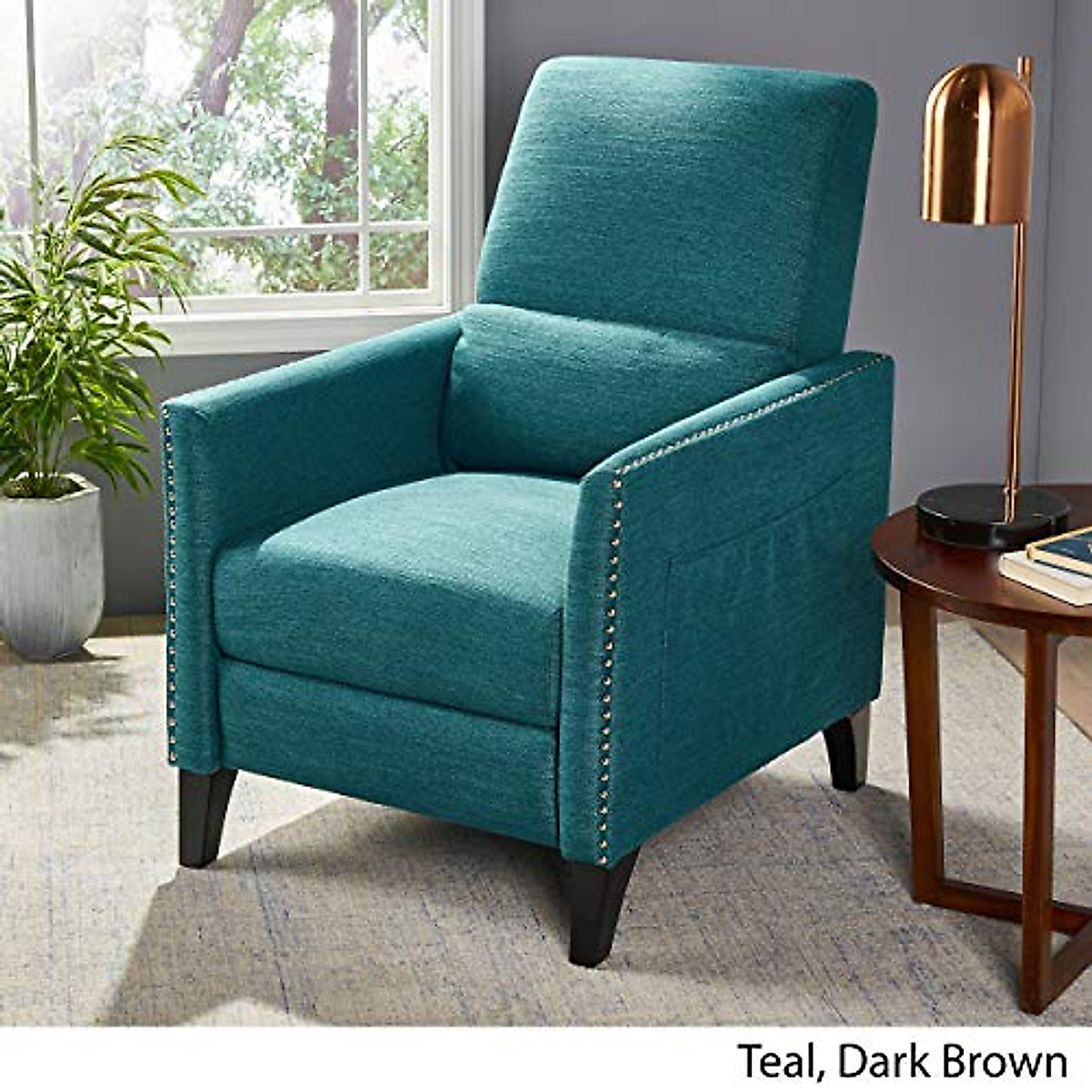 Great Deal Furniture Alexis Contemporary Fabric Push Back Recliner, Teal