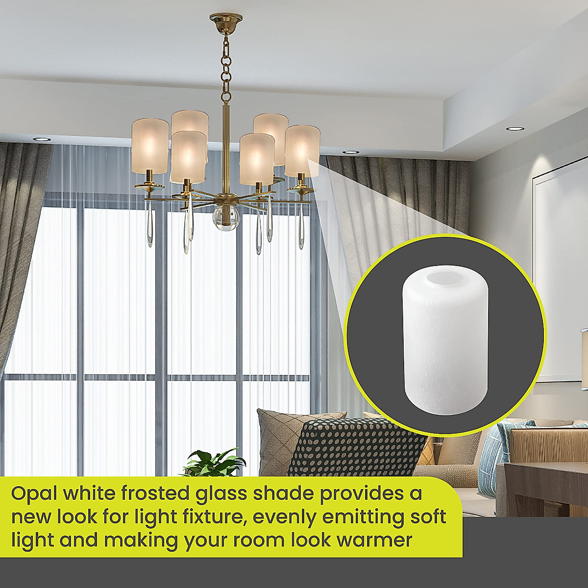 Bubble glass lamp Shade, 3 Packs seeded glass shade replacement Frosted white cylinder for pendant light fixture table lamps chandelier 1" 5/8 fitter