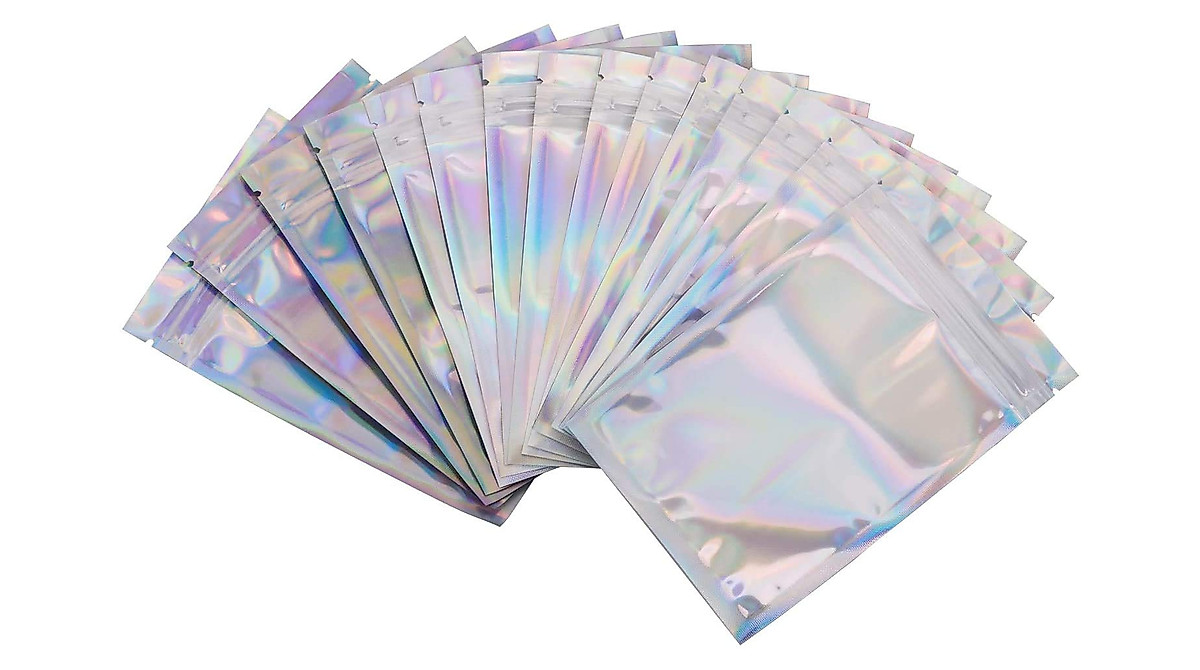 Resealable Foil Ziplock Bags - 100 Multicolor Pouches