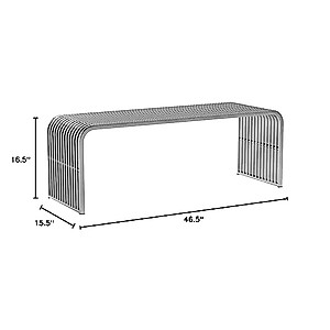 Modway Pipe Contemporary Modern Stainless Steel Metal Bench, 47"