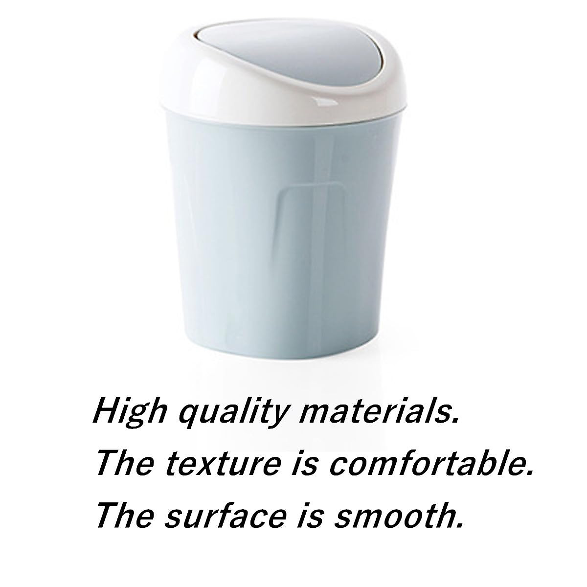 AISIBO Plastic Mini Desktop Trash Can with Trash Bags, Tiny Wastebasket Small Garbage Waste Bin with Swing Lid for Tabletop Table Office Kitchen Bedroom Bathroom (Blue)