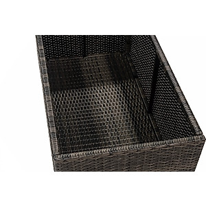 D&F Design Jackson Indoor & Outdoor PE Wicker Coffee Table with Storage, Patio Resin Rattan for Furniture Covers, Pillow, Toys and Gardening Tools Grey (Brownish Grey)