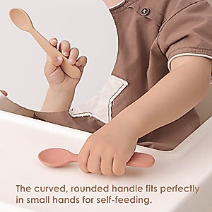 ROCCED Silicone Baby Spoons Set of 4, Baby Feeding Spoons First Stage Baby Infant Spoons Baby Training Spoon Self Feeding Soft-tip Spoons for Infant Baby Utensils Feeding Supplies 3M+