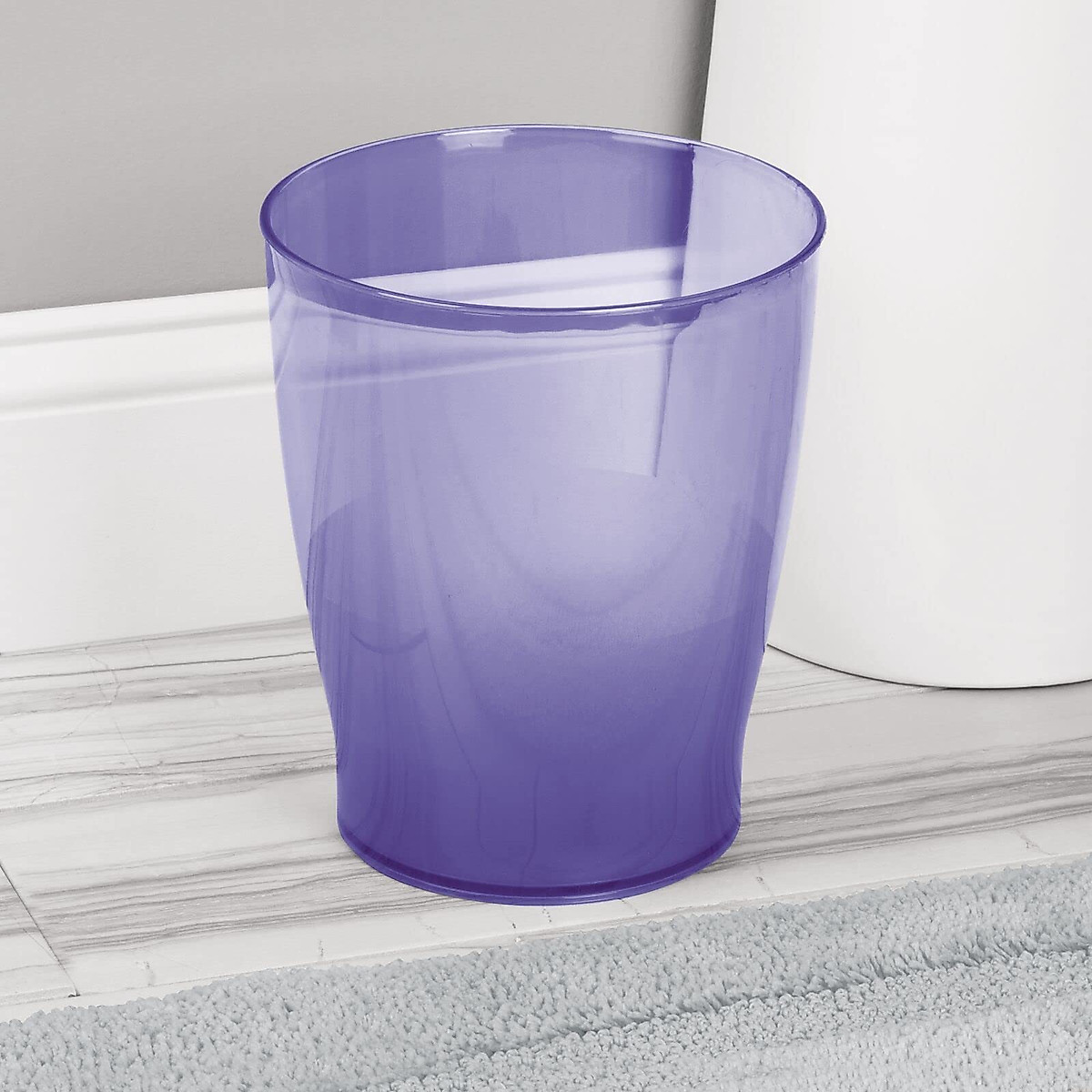 mDesign Plastic Slim Round Small 1-Gallon Trash Can, Wastebasket, Garbage Container Bin for Bathroom, Bedroom, Kitchen, Home Office, and Kids Room Waste Use - Violet Purple