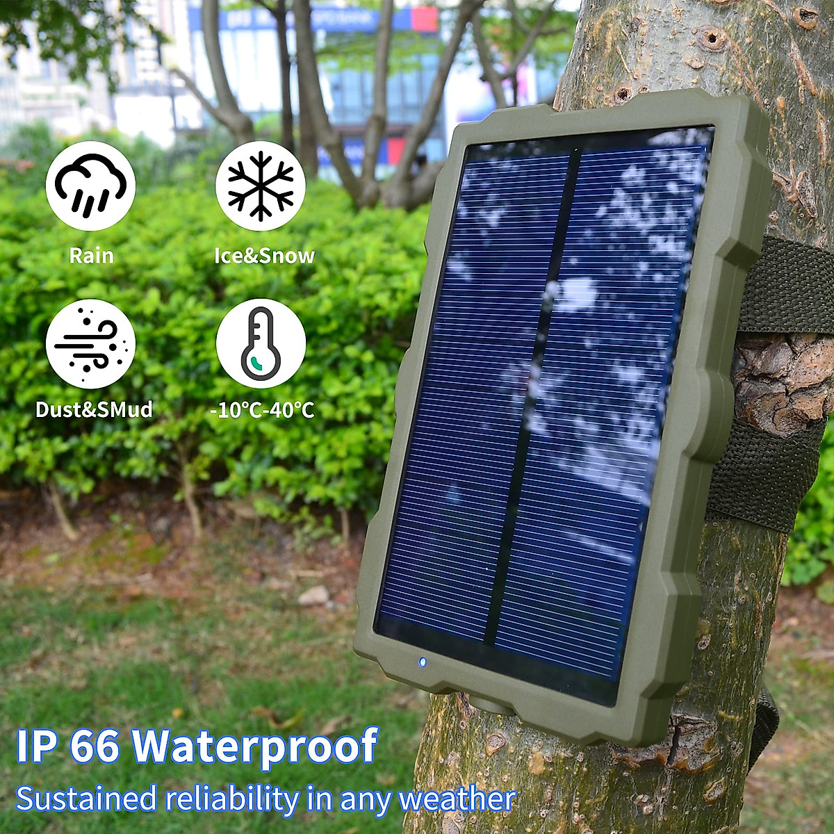 FOCUHUNER Trail Camera Solar Panel, Solar Battery Charger Kit 6V/1.5A with Build-in 1700mAH Rechargeable Lithium Battery IP66 Waterproof Hunting Accessory, Solar Panel for Trail Camera(3.5MM*1.35MM)