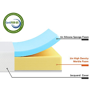 Capacmkseh 5/6 inch Queen Size Gel Memory Foam Mattress for a Cool Sleep & Pressure Relief, Medium Firm Comfort Supportive Pad Mattresses for Motion Isolation, Bed in a Box, CertiPUR-US Certified