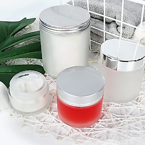 12 Pack 8 oz Round Frosted Glass Jars with Silver Metal Lids, 240ml Matte Clear Empty Candle Jars Cosmetic Jars Food Storage Containers, Canning Jars For Spice,Powder,Liquid,Sample,Face Cream Lotion