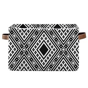 NFMILI Black Flowers Pattern Storage Basket, Fabric Storage Cubes Bins, Open Home Storage Bins with Handles, Foldable Cubes Closet Organizer Boxes 14.2 x 10.2 x 8.3 in (Large - 2 Pack)