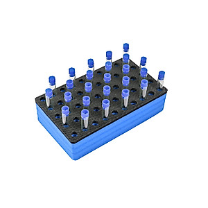 Polar Whale 4 Test Tube Racks Blue and Black Foam Storage Rack Organizer Stand Transport Holds 50 Tubes Each Fits up to 12mm Diameter Tubes