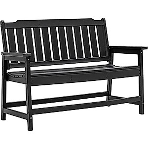 Laurel Canyon 48" Outdoor Bench HDPE Recycled Plastic Patio Garden Bench for Porch, Yard, Park, Lawn, Black