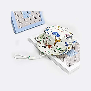 Toddler Bucket Hat Removable Face Shield Hat Cap for Baby Boys Girls Sun Hat UPF50 Anti Spitting Outdoor for Kids, Whiteanimal, 50cm/19.7"=12-24 Months