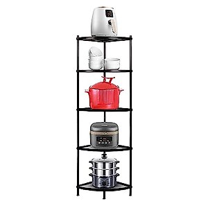 usego 5-Tier Kitchen Pot Rack Cookware Stand Storage Organizer Kitchen Corner Shelf Rack Multi-Layer Corner Shelf Stand Stainless Steel Shelf Holder for Pans Pots and Kettles