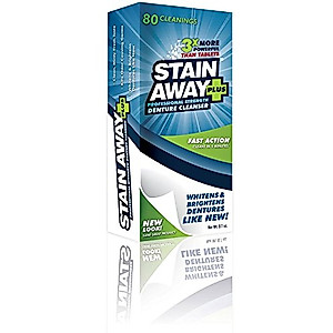 Stainaway Denture Cleaner 80 Cleaning Tablets Bundle With Dentu-Care Denture Brush for Maintaining Good Oral Care of Full/Partial Dentures. Brings Out the Sparkle in Your Dentures