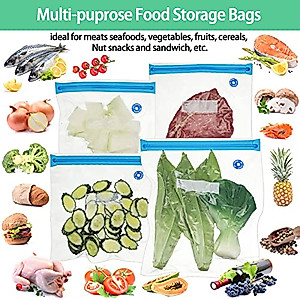 60 Pack Sous Vide Bags Vacuum Sealer Bag for Food, 4 Sizes Reusable Food Bags Vacuum Zipper Storage Bags with Air Valve Double Layers Food Storage