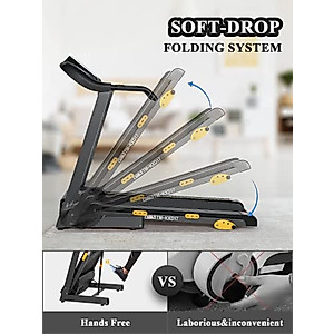 Treadmill with Incline for Home Use 17'' Wide Folding Treadmill Electric Treadmill Workout Running Machine with 3-Level Manual Incline Adjustment & 15 Pre-Set Training Programs Large LCD Display