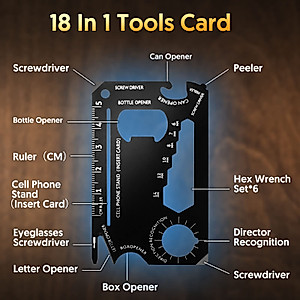 Stocking Stuffers Gifts for Men, 18 in 1 Wallet Multitool Card, Pocket Tool Credit Card Size, Cool Gadgets Christmas Gifts for Men Who Have Everything, Anniversary Birthday Gift for Him Dad Husband