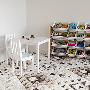 Humble Crew, White Kids Wood Square Table and 2 Chairs Set