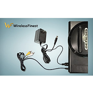 WirelessFinest Audio Video RCA AV Cable Adapter Cord + AC Power Supply To External TV Screen Monitor For SEGA Genesis 1 Original MK1601 First 16 Bit Version ONLY Gaming Systems Console Game Bundle Set